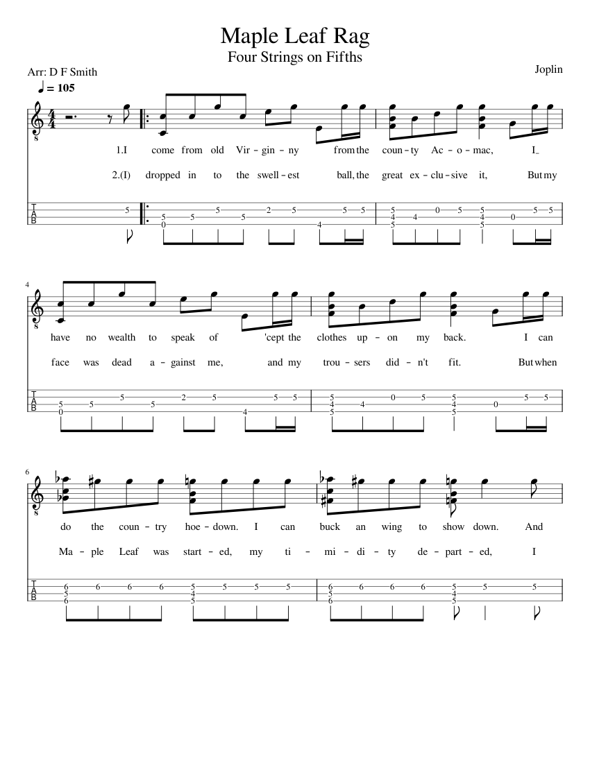Maple leaf rag – Scott Joplin Sheet Music and Tab for Guitar (Solo ...