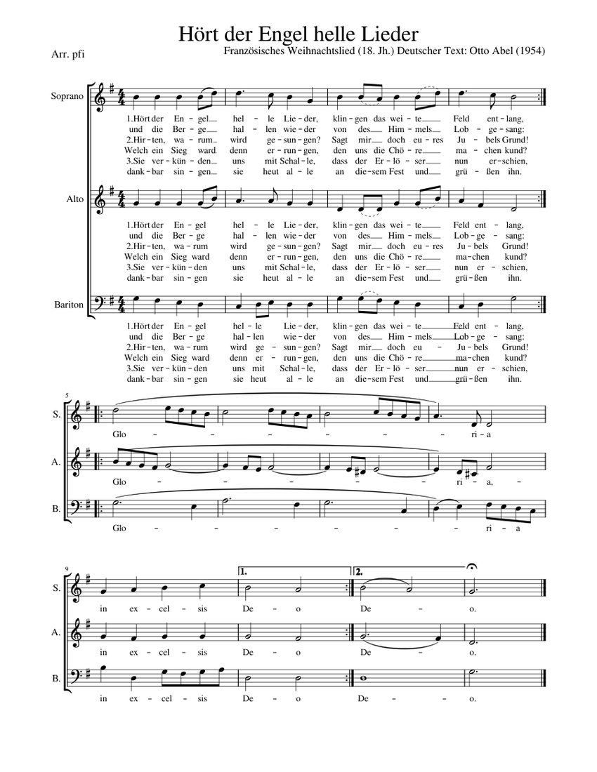 Hört der Engel helle Lieder – Traditional Sheet music for Soprano, Alto ...