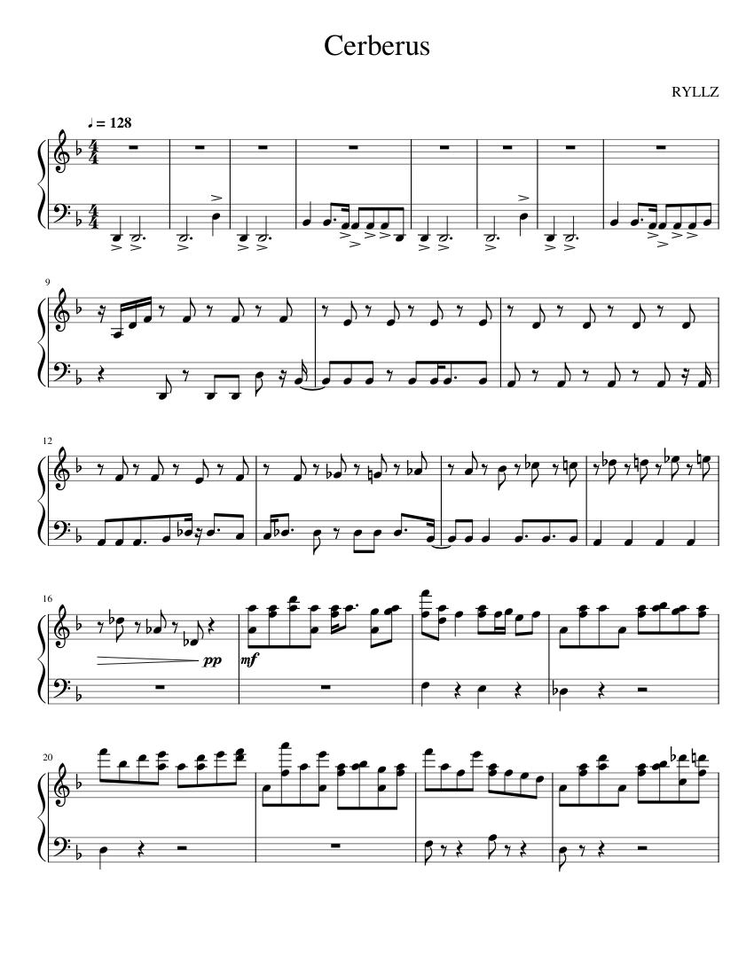 Cerberus Sheet Music for Piano (Solo) | MuseScore.com