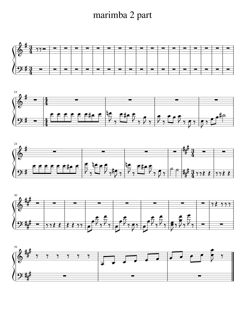 marimba 2 part Sheet music for Piano (Solo) Easy | Musescore.com