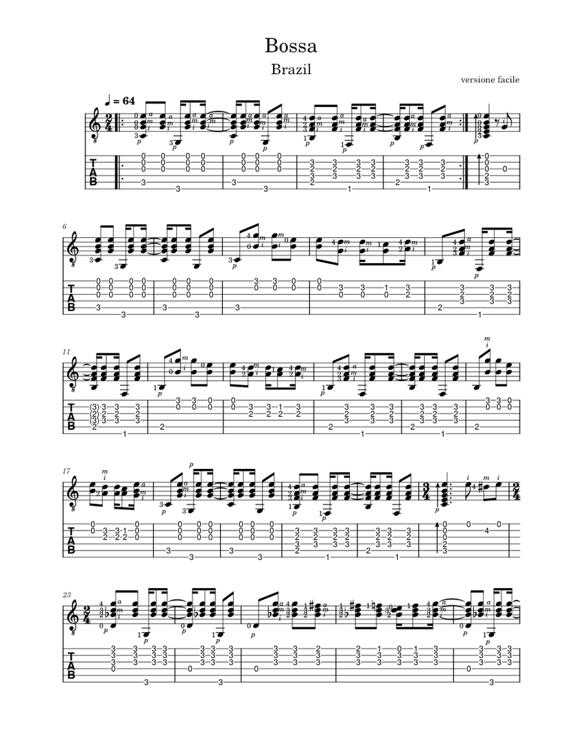 Aquarela do Brasil – Ary Barosso Bossa brazil Sheet Music and Tab for ...