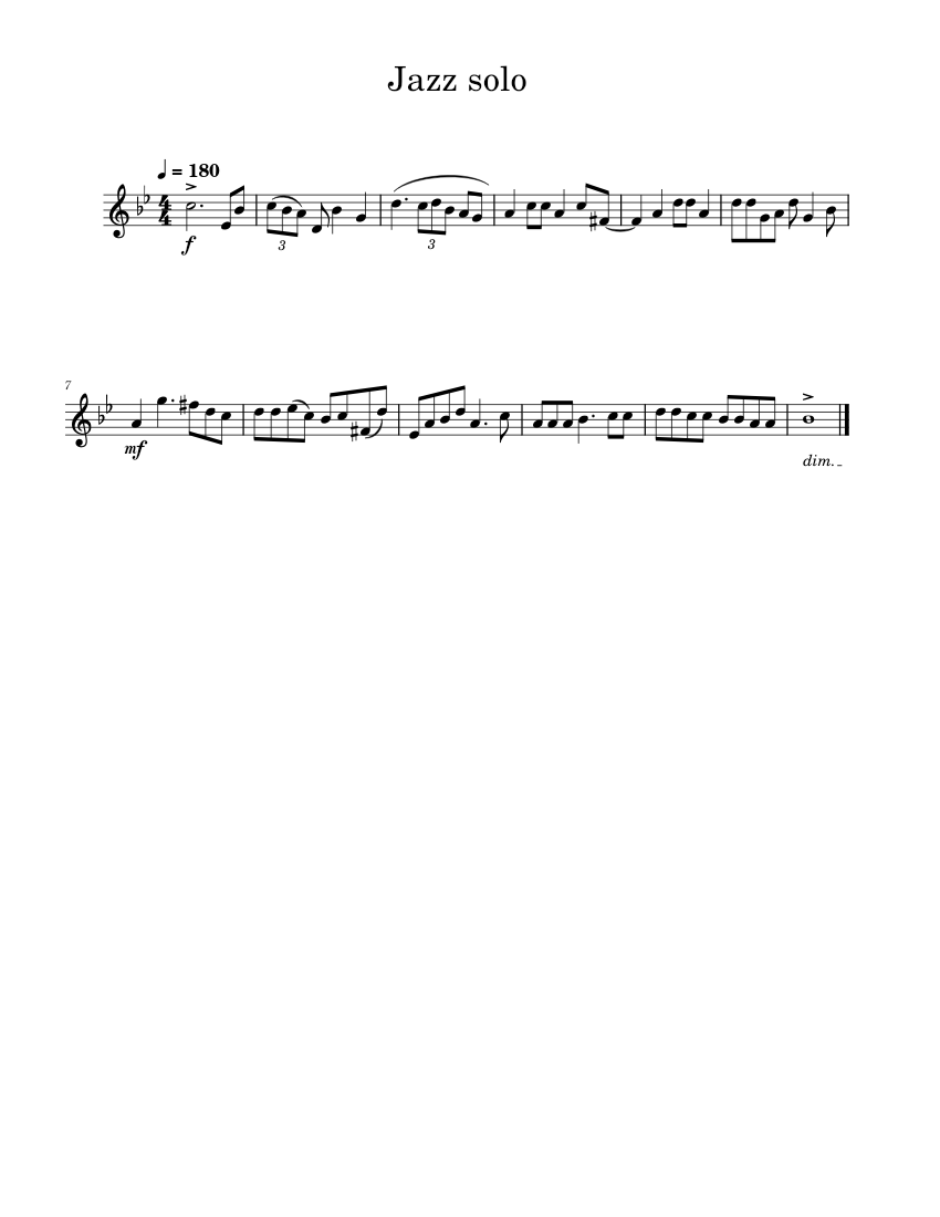 jazz solo Sheet Music for Trumpet in b-flat (Solo) | MuseScore.com