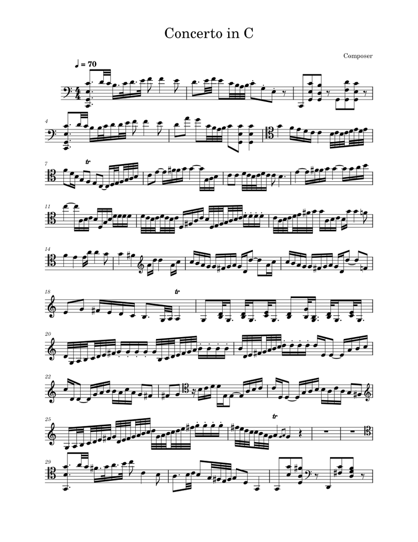 Cello Concerto No.1 in C major, 1st Mvt. Solo Sheet Music for Piano ...