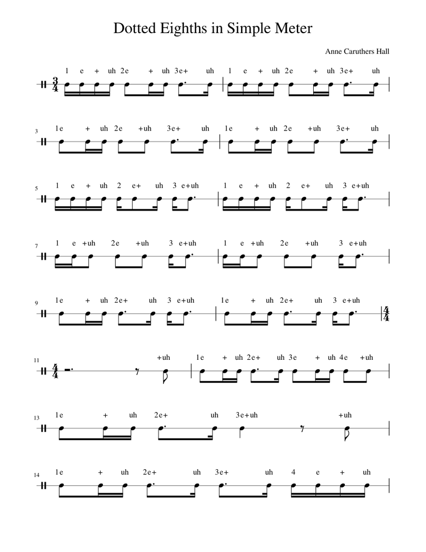 Dotted Eighths in Simple Meter Sheet music for Bass drum (Solo ...
