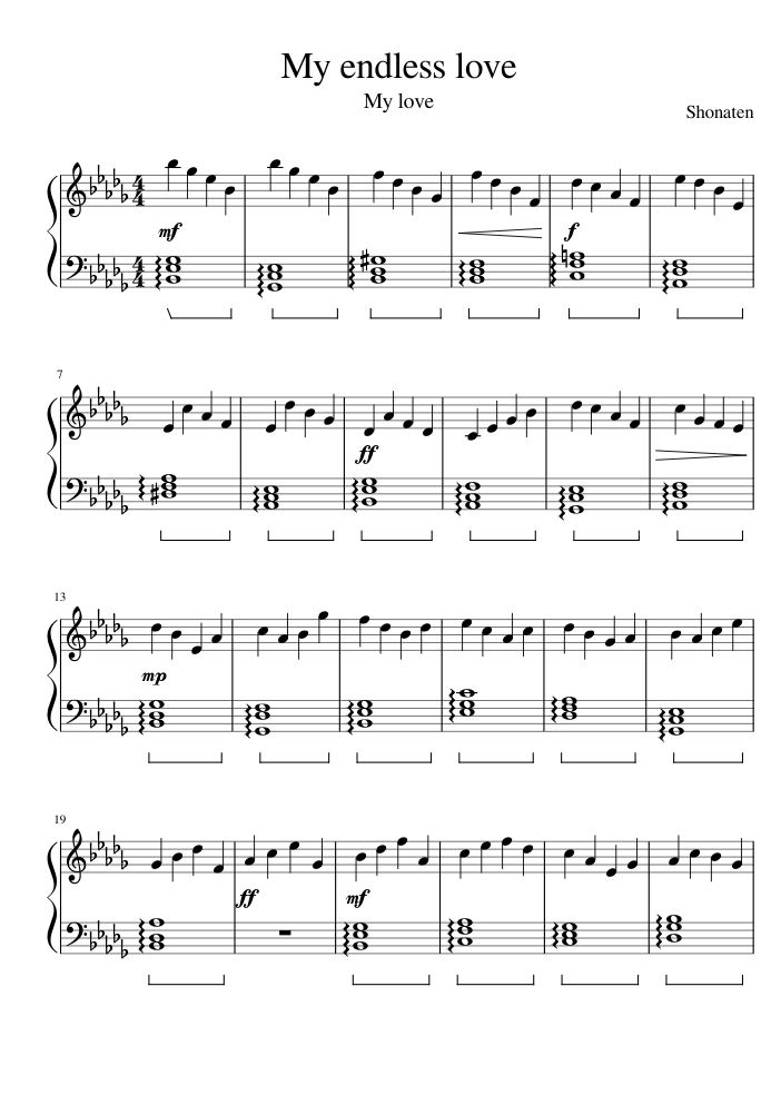 My endless love Sheet Music for Piano (Solo) easy | MuseScore.com