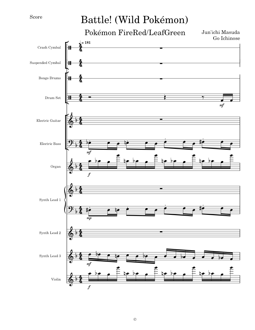 Battle! (Wild Pokémon) (Pokémon FireRed/LeafGreen) - Transcribed Score ...