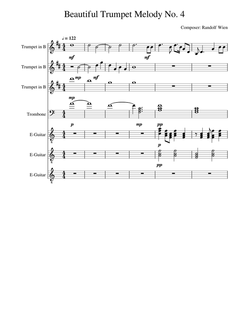Beautiful Trumpet Melody No. 4 Sheet music for Trombone, Trumpet in b ...