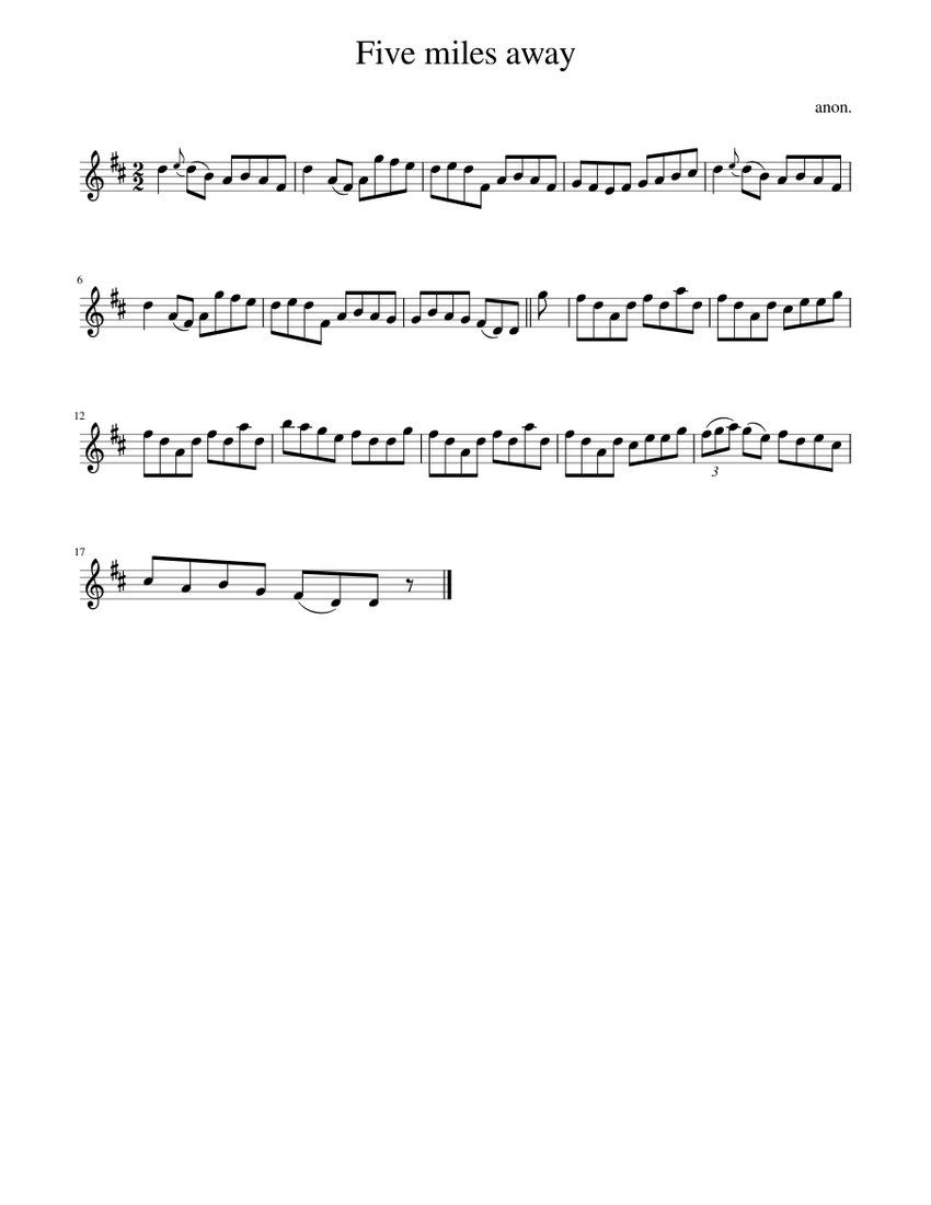 Five miles away Sheet music for Piano (Solo) Easy | Musescore.com