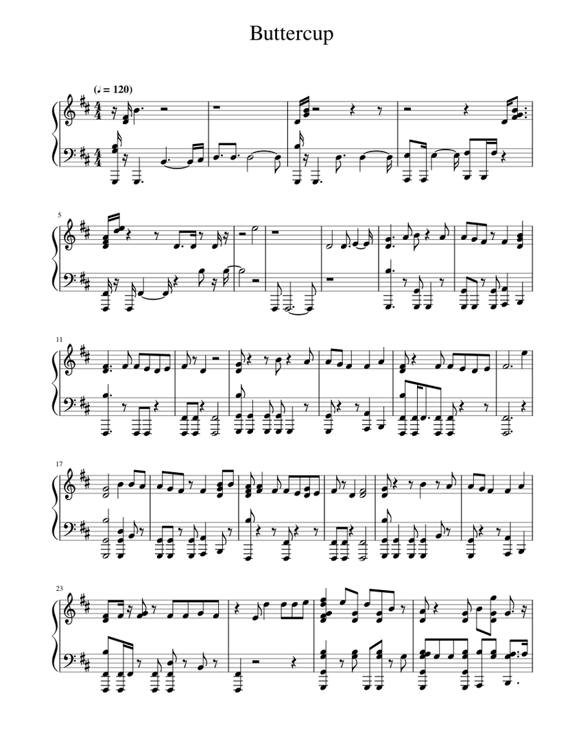 Buttercup Sheet Music for Piano (Solo) | MuseScore.com