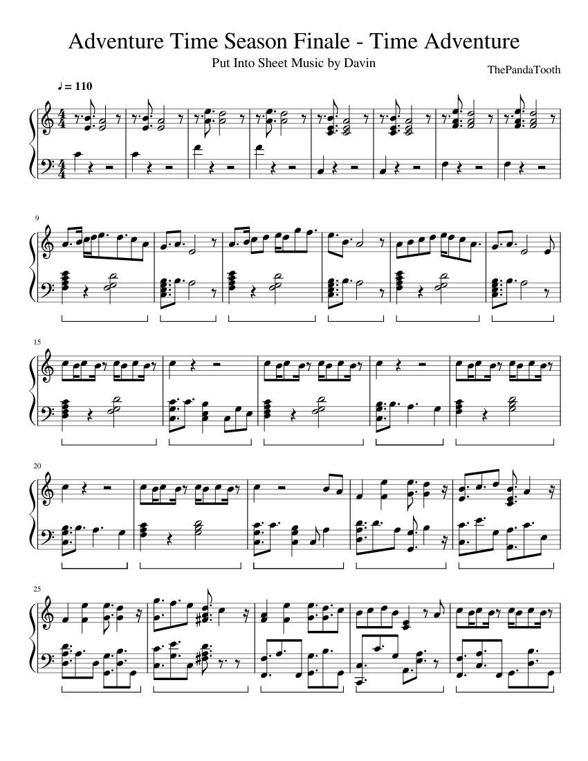 Adventure Time Season Finale Time Adventure Sheet music for Piano (Solo ...