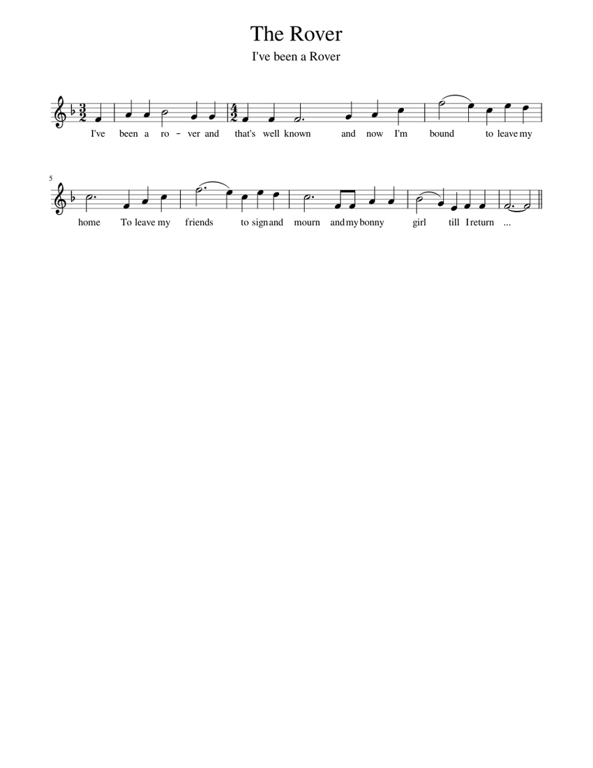 The Rover Sheet music for Piano (Solo) Easy | Musescore.com