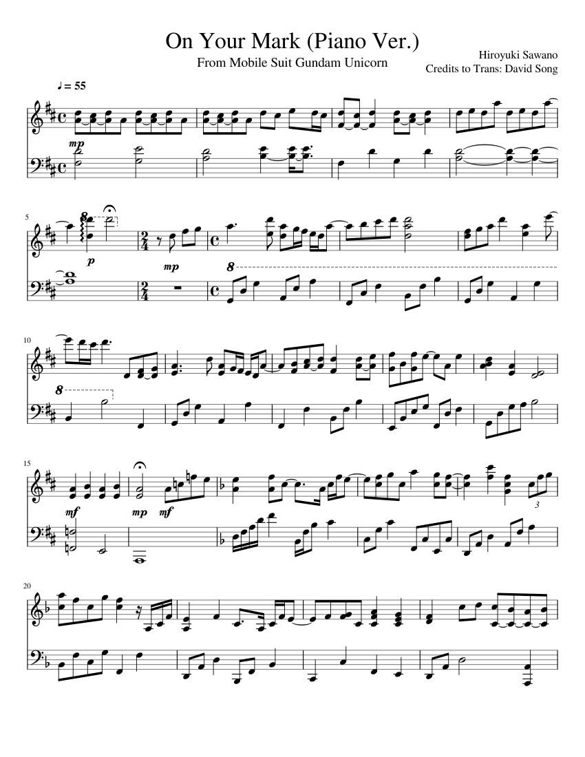On Your Mark Piano Ver. Sheet Music for Piano (Solo) | MuseScore.com