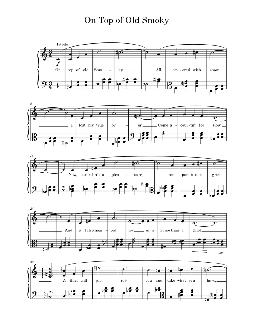 On Top of Old Smoky Sheet music for Piano (Solo) | Musescore.com
