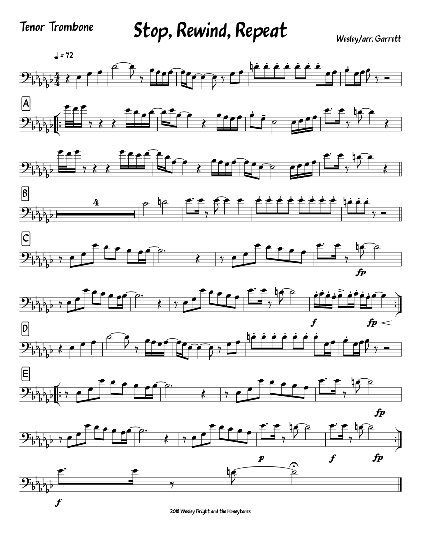 Stop Rewind Repeat Instrumental Trombone Sheet music for Trombone tenor ...