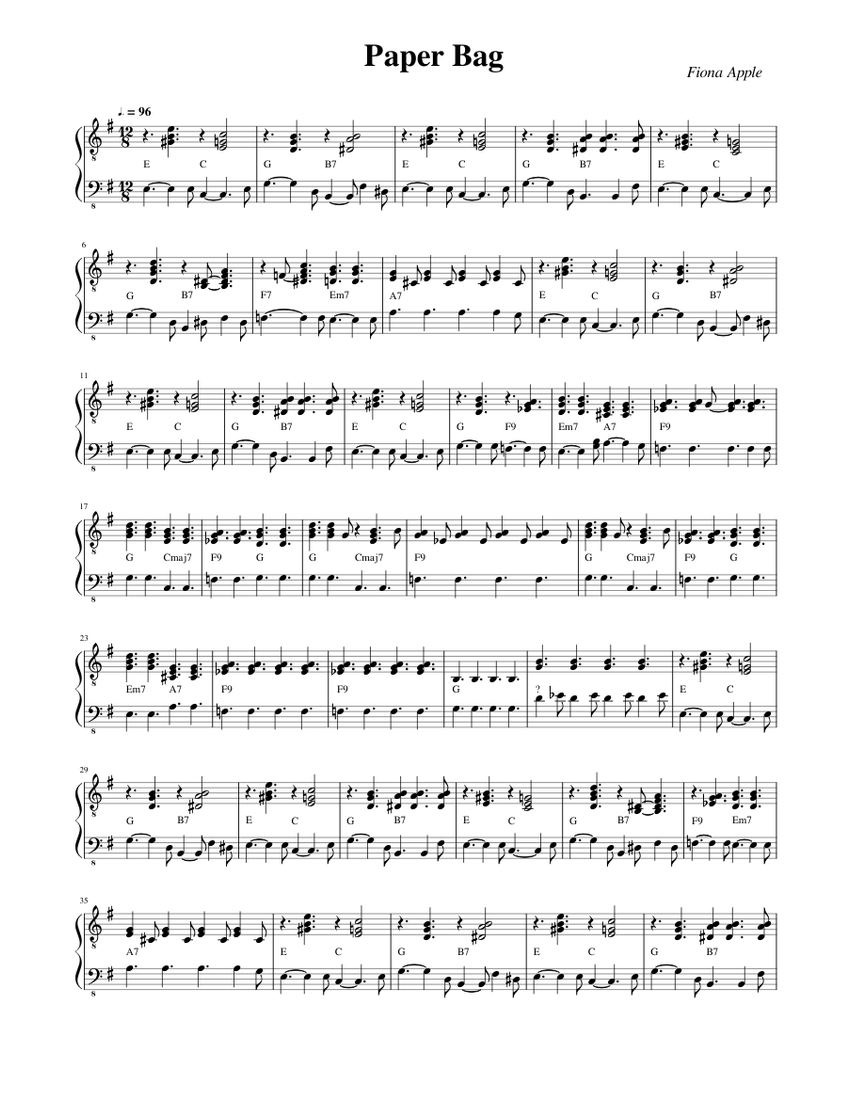 Fiona Apple - Paper Bag Sheet Music for Piano (Solo) easy | MuseScore.com