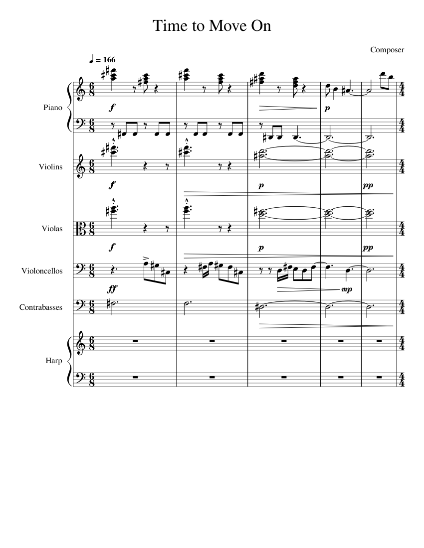 Time to_Move On Sheet music for Piano, Harp, Strings group (Mixed ...