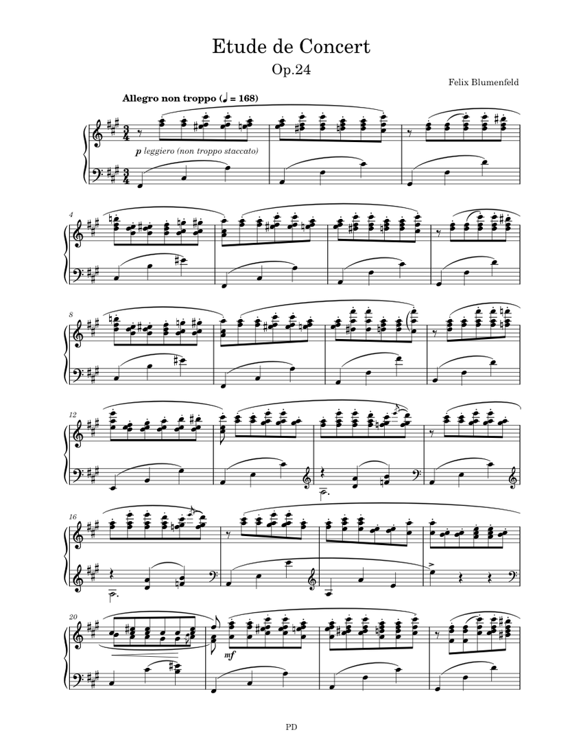 Blumenfeld - Etude de Concert, Op.24 Sheet Music for Piano (Solo ...