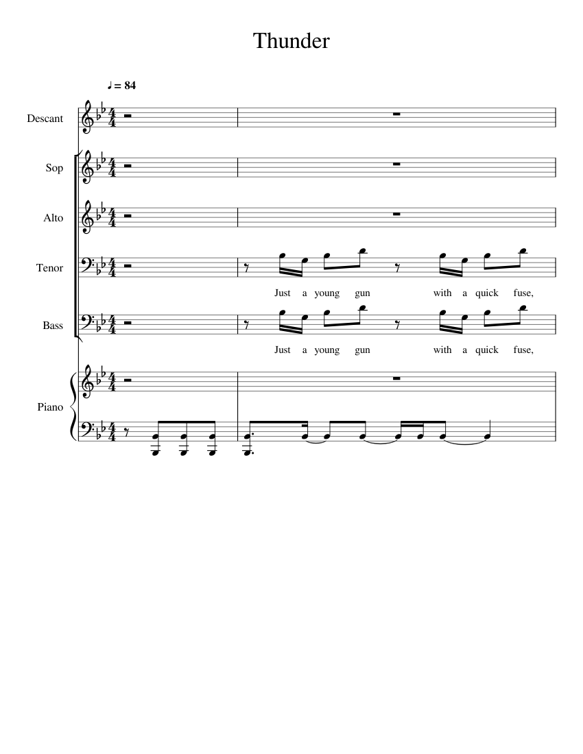 Thunder Sheet music for Piano (Mixed Ensemble) | Musescore.com