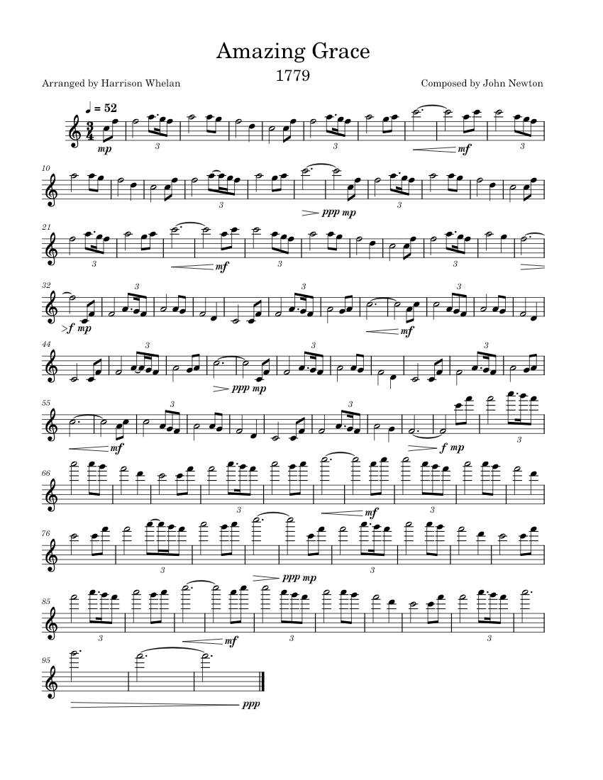Amazing Grace Sheet music for Flute (Solo) | Musescore.com
