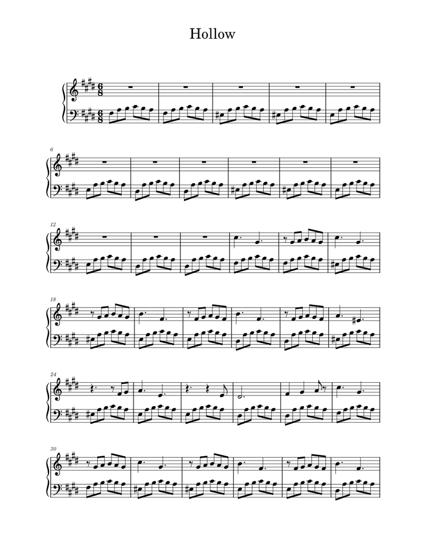 Hollow Sheet music for Piano (Solo) Easy | Musescore.com