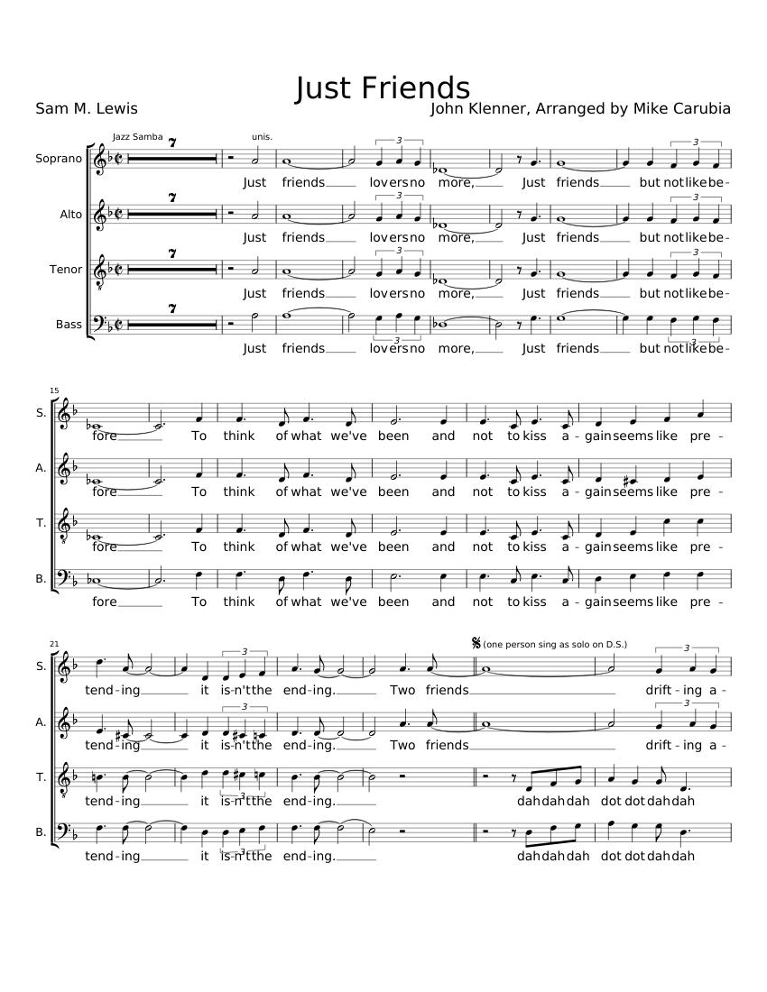 Just Friends Sheet music for Soprano, Alto, Tenor, Bass voice (Choral ...