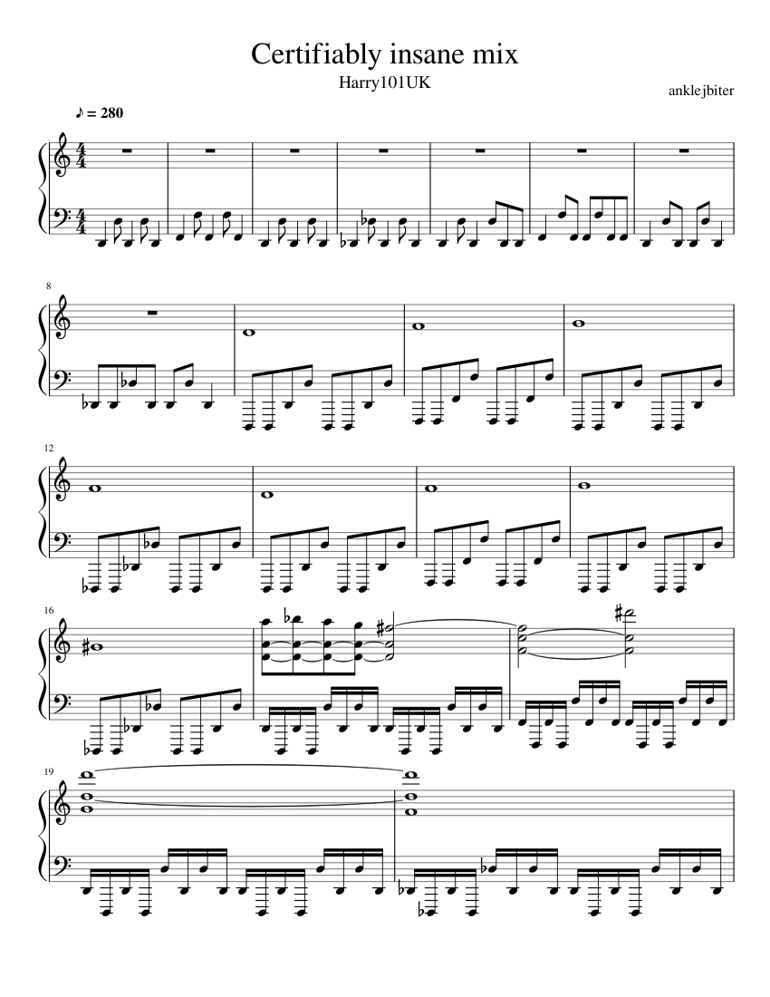 Certifiably insane mix Sheet music for Piano (Solo) | Musescore.com