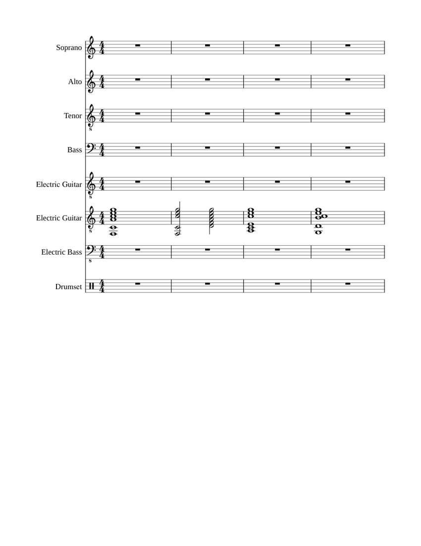 SATB Sheet music for Guitar, Bass guitar, Drum group (Mixed Trio ...