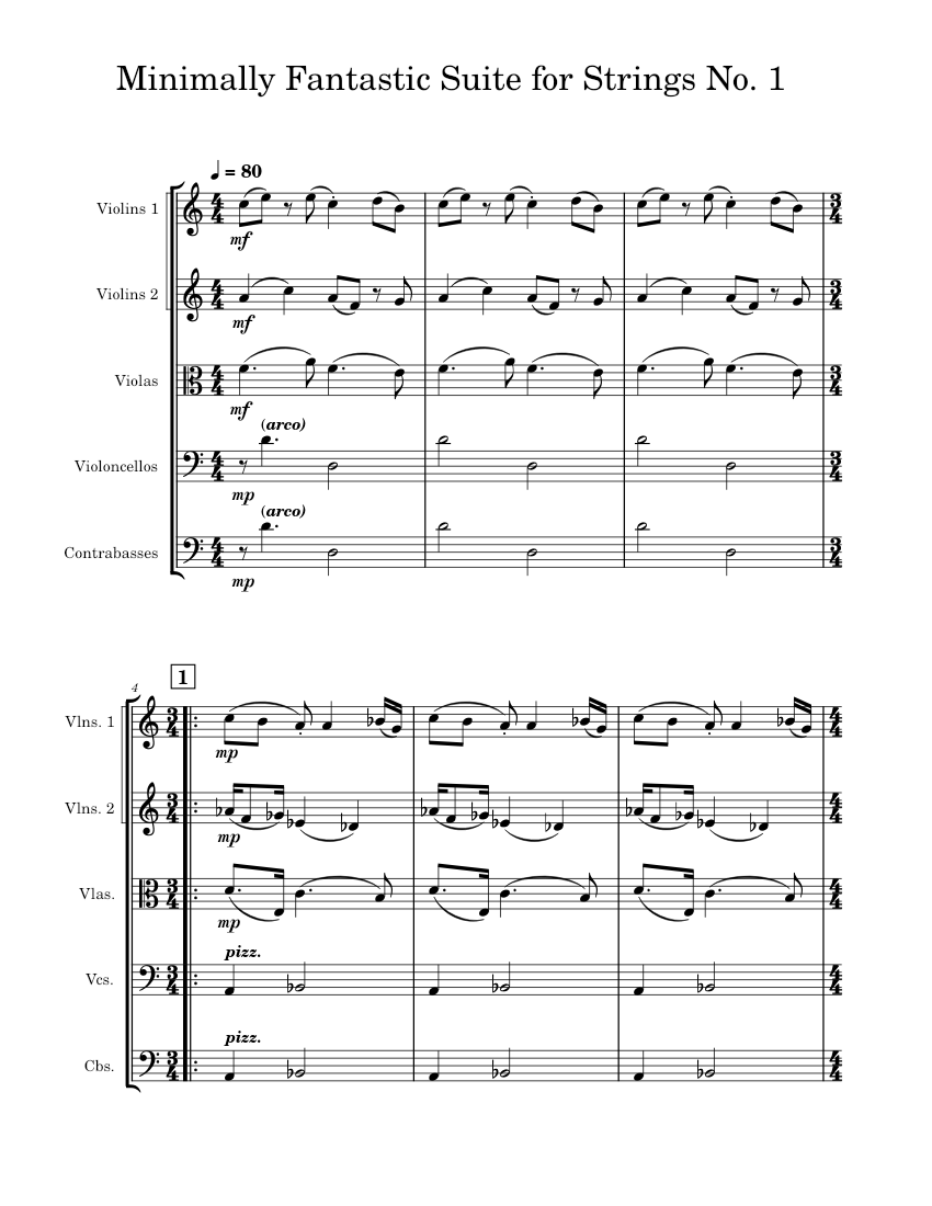 Minimally Fantastic Suite for Strings No. 1 Sheet music for Strings group (String Ensemble ...