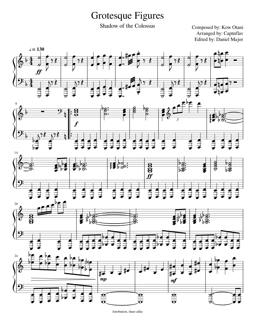 Grotesque Figures - Shadow of the Colossus Sheet music for Piano (Solo ...