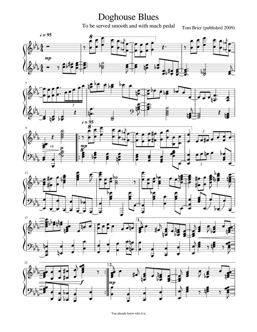 Doghouse Blues Sheet music for Piano (Solo) | Musescore.com