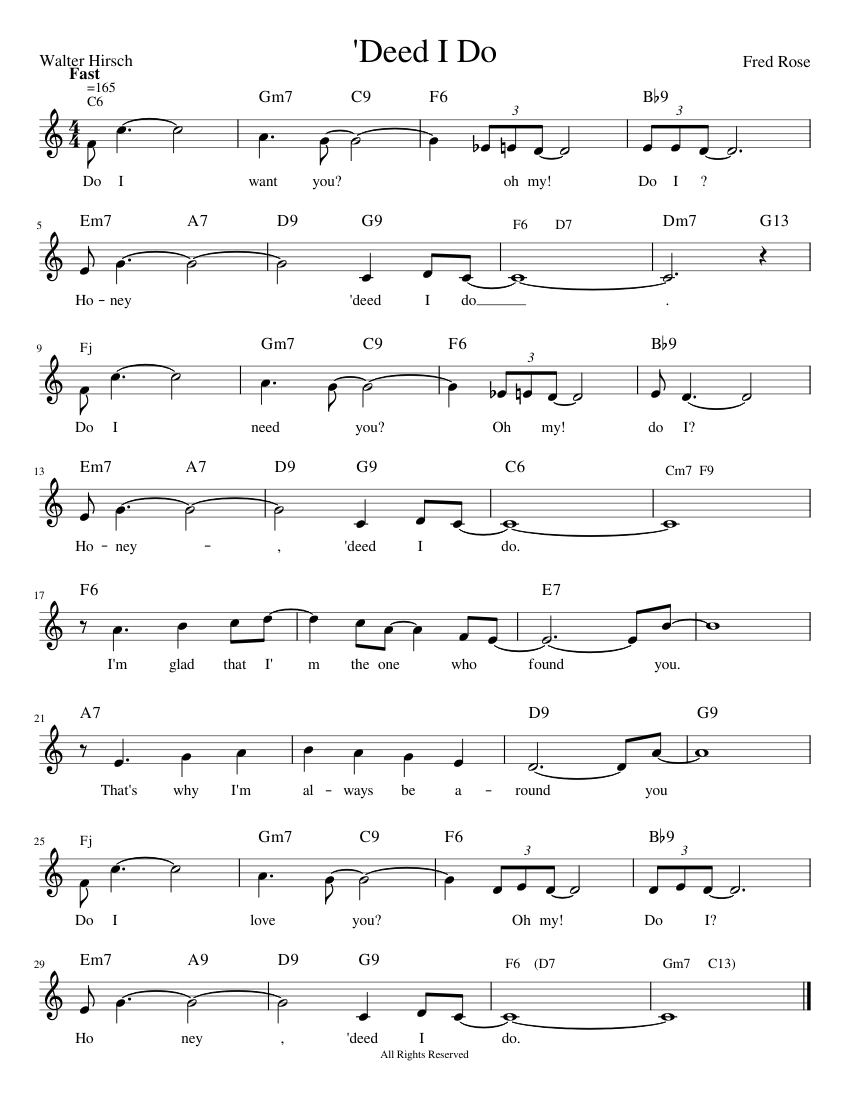 Deed I Do Sheet music for Voice (other) (Solo) | Musescore.com