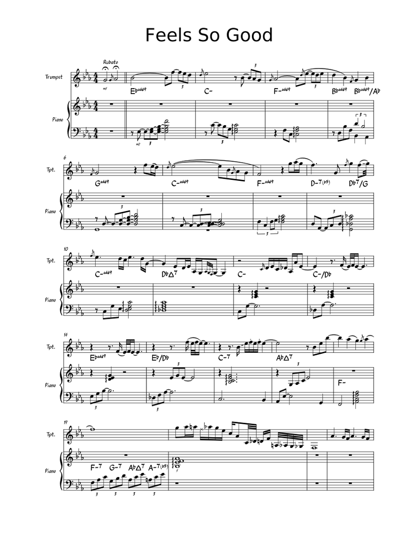 Feels So Good – Chuck Mangione (8 piece Jazz Combo) Sheet Music with Chords for Piano, Trombone ...