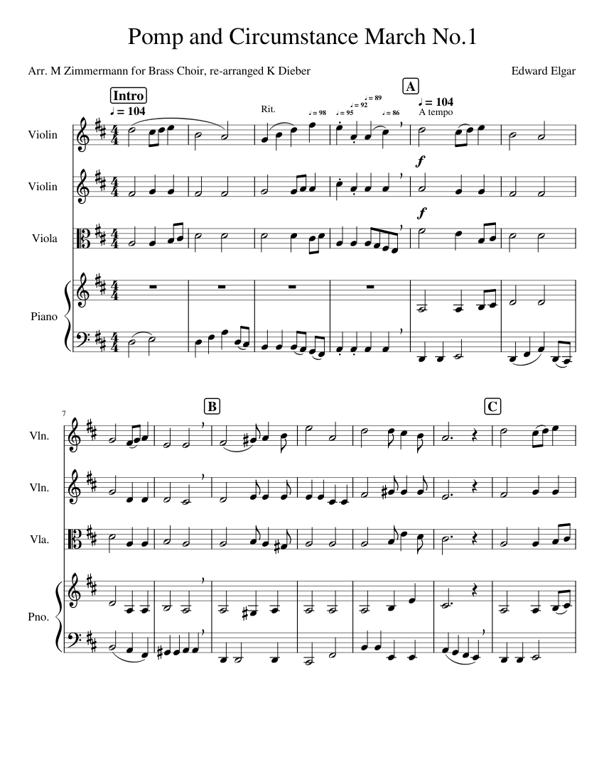 Pomp and Circumstance for strings and Piano Sheet music for Piano ...