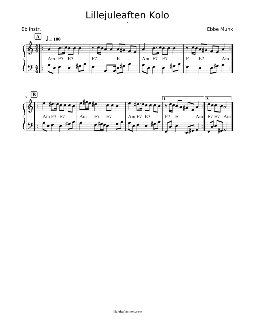 Lillejuleaften Kolo - Ebbe Munk Sheet music for Piano (Mixed Ensemble ...