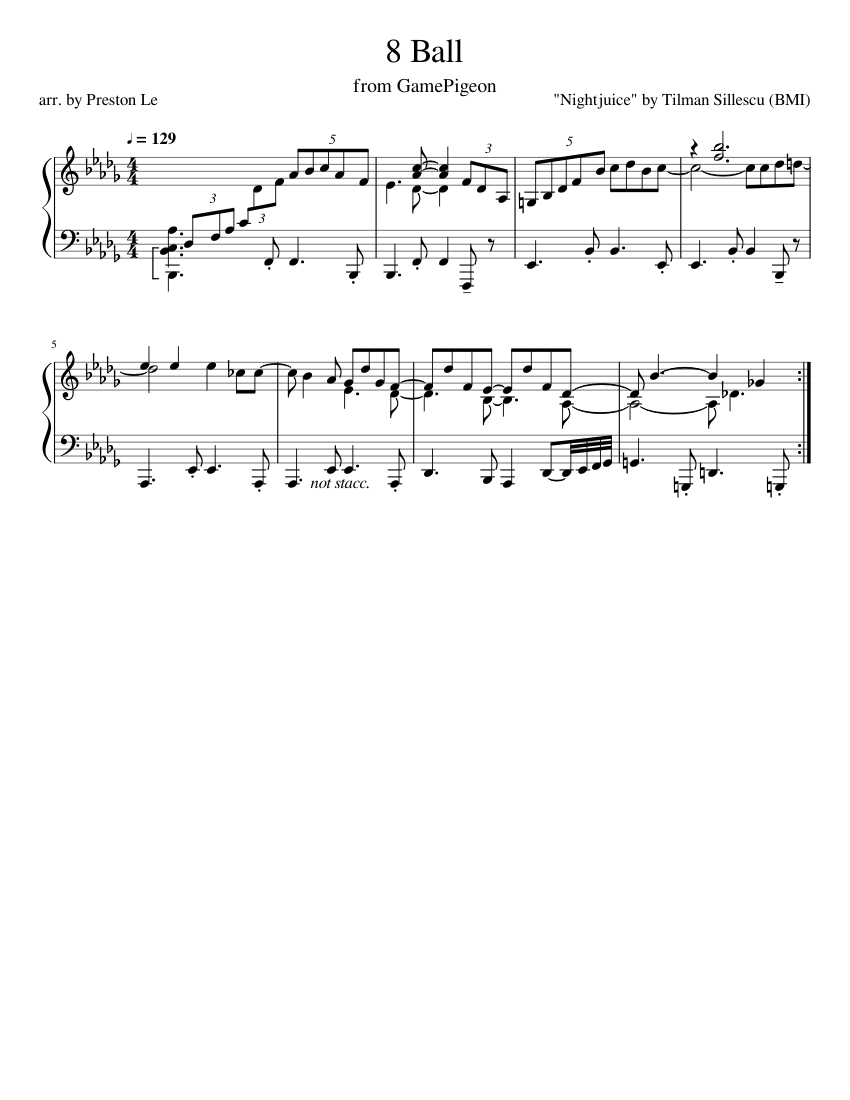 8 Ball - GamePigeon Sheet Music for Piano (Solo) Easy | MuseScore.com