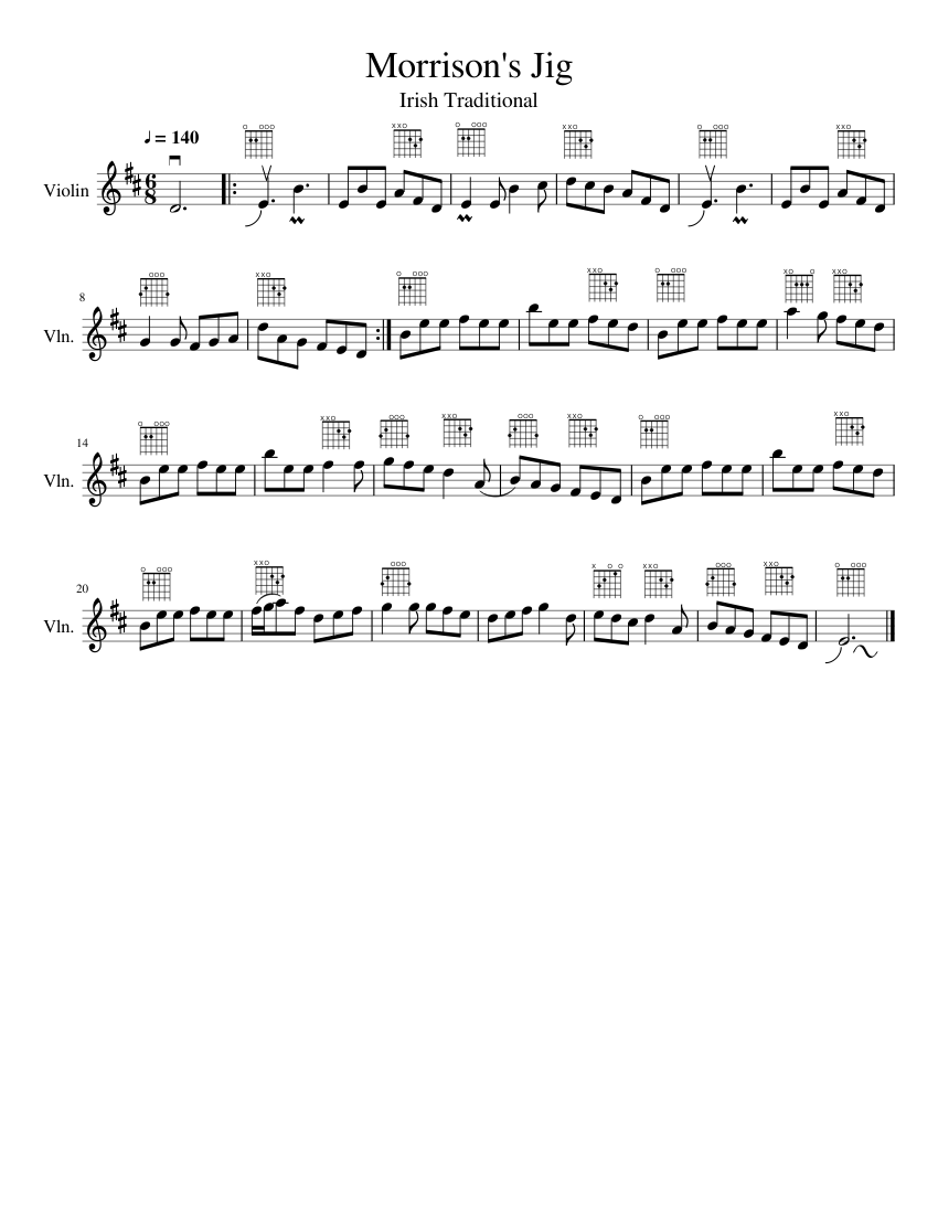 Morrison's Jig Sheet music for Violin, Guitar (Mixed Duet) | Musescore.com