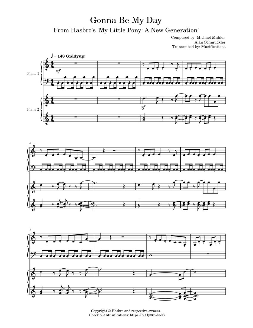 Gonna Be My Day from Hasbro's "My Little Pony: A New Generation" Sheet ...