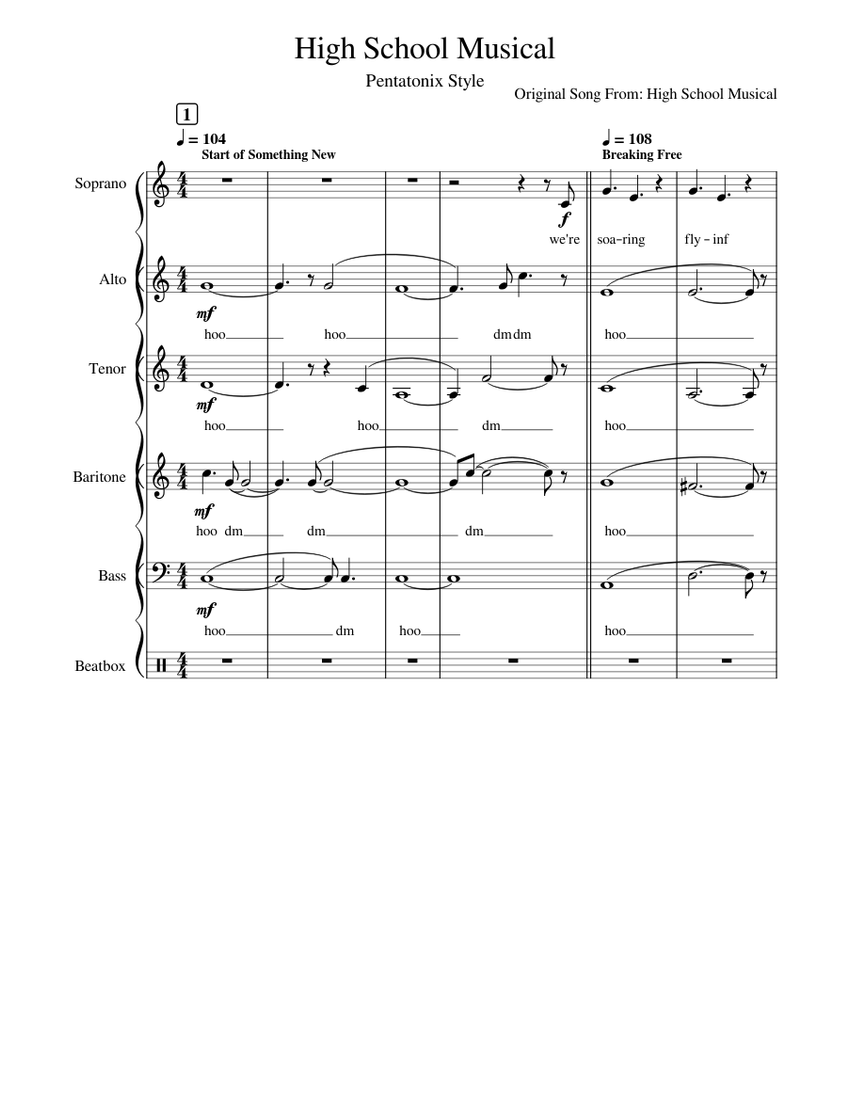 High School Musical Medley | Pentatonix Style (A Cappella) [Sheet Music ...