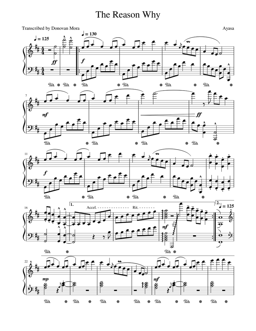 The Reason Why Sheet Music for Piano (Solo) | MuseScore.com