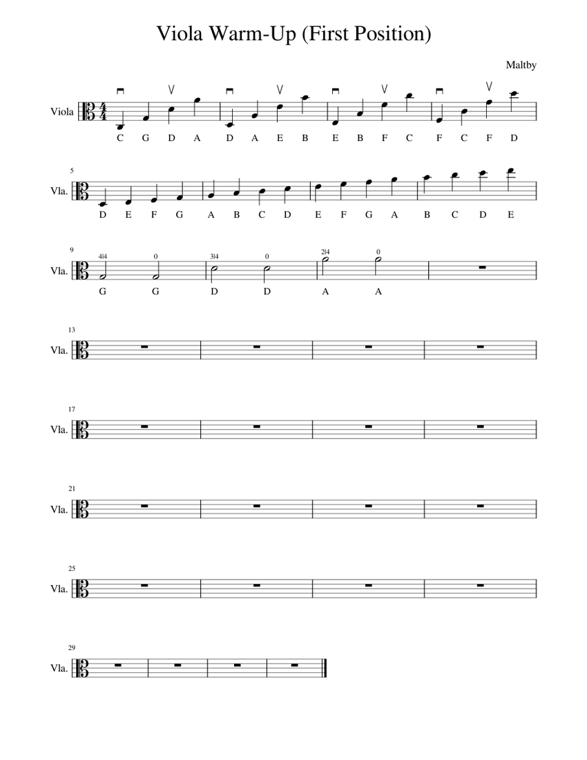 Viola: 1st Position Warm-Up Sheet Music for Viola (Solo) | MuseScore.com