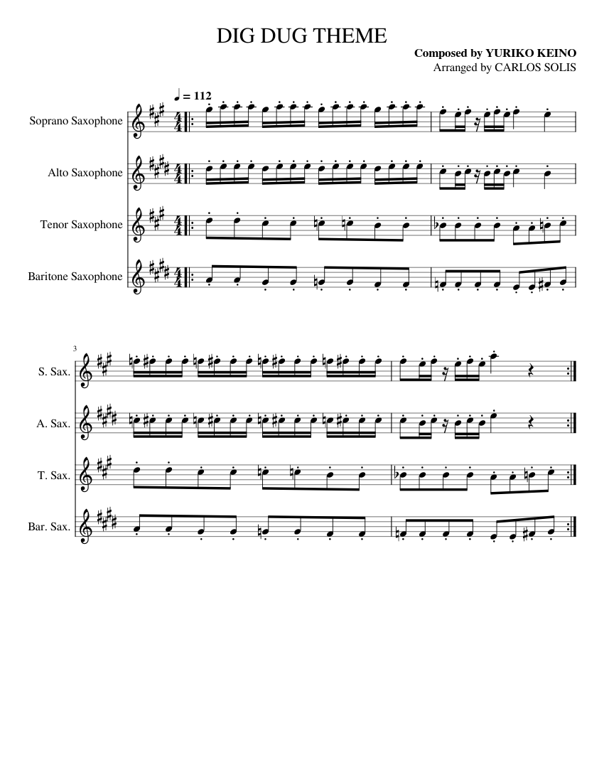 DIG DUG THEME by CARLIT0CHURRIT0 Sheet music for Saxophone alto ...