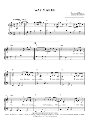 Way maker - Leeland Sheet Music with Chords for Piano (Solo) easy ...