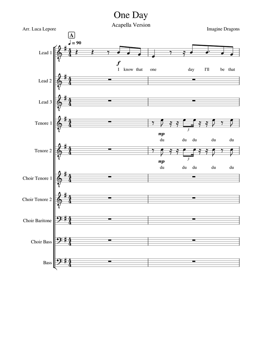 One Day – Imagine Dragons Sheet Music for Piano (A Capella) | MuseScore.com