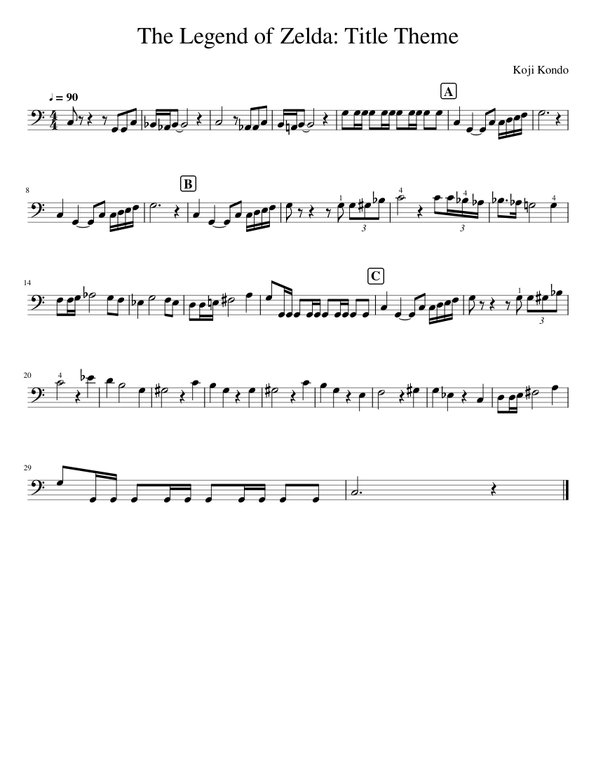 The Legend of Zelda: Title Theme Sheet music for Cello (Solo ...