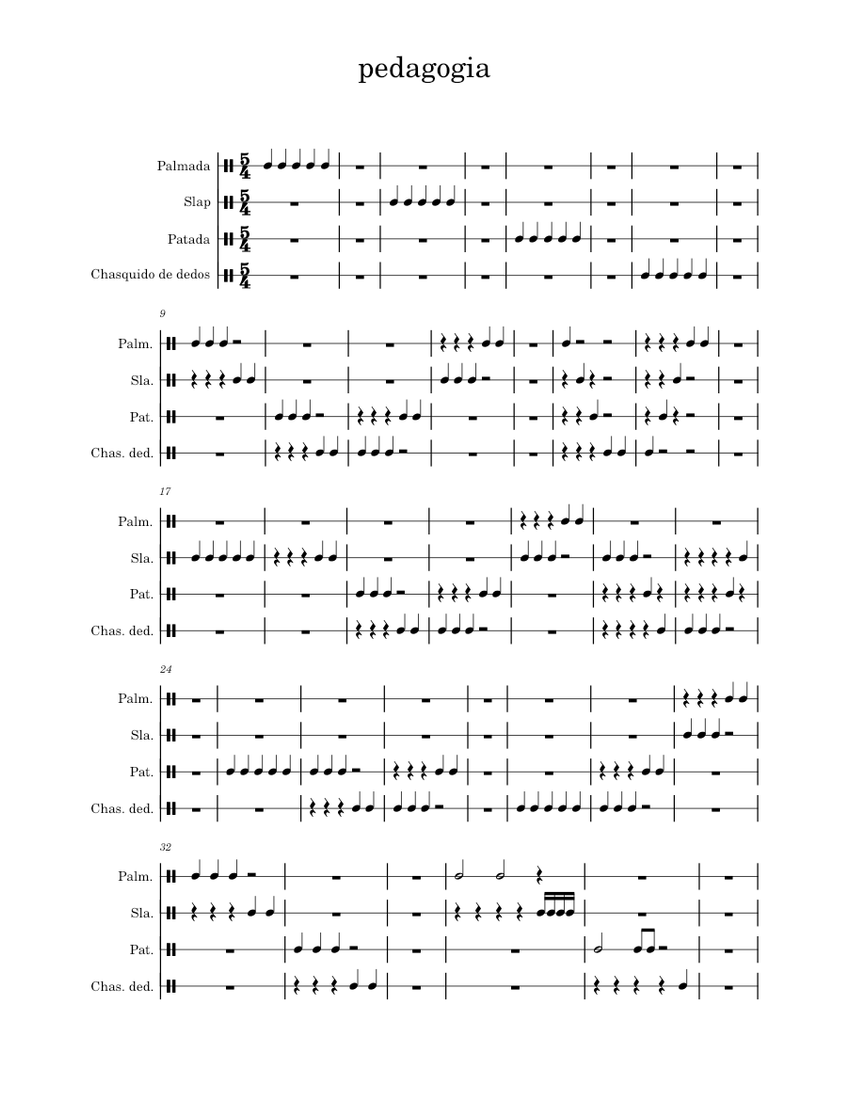 pedagogia Sheet music for Hand clap, Slap, Snap, Stamp (Solo ...