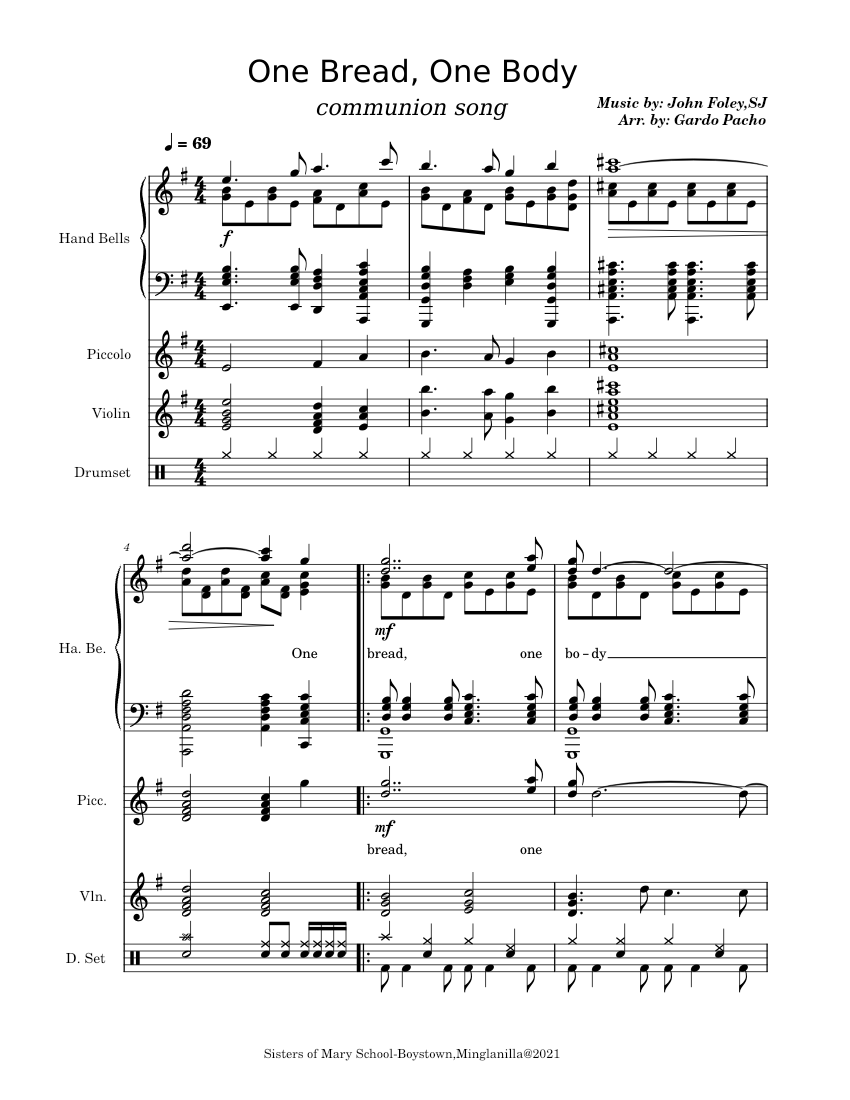 One bread one body – John Foley arrangement by Gardo Pacho Sheet Music ...