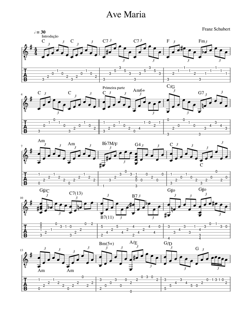 Ave_Maria Sheet music for Guitar (Solo) | Musescore.com
