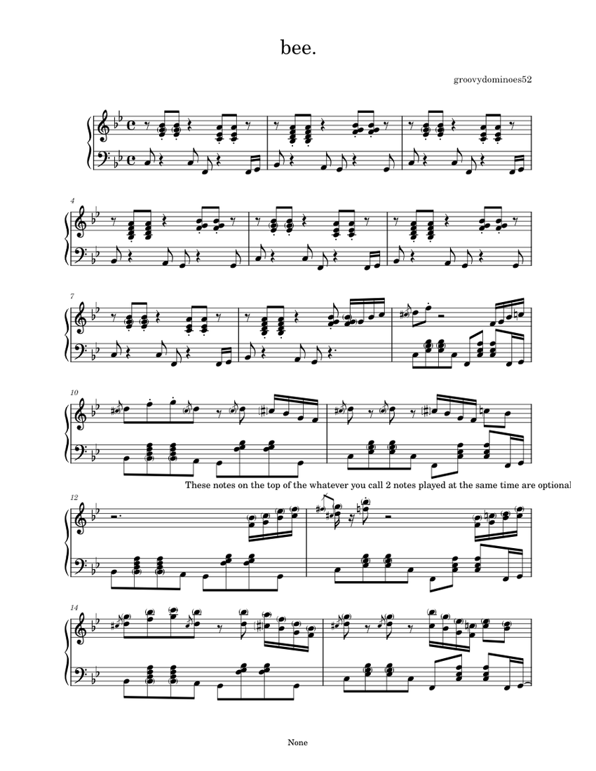 bee. - groovydominoes52 Sheet Music for Piano (Solo) | MuseScore.com