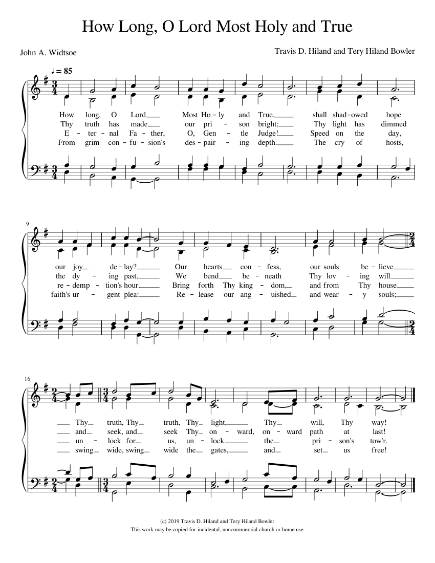 How Long O Lord Most Holy and True Sheet music for Piano (SATB) Easy ...