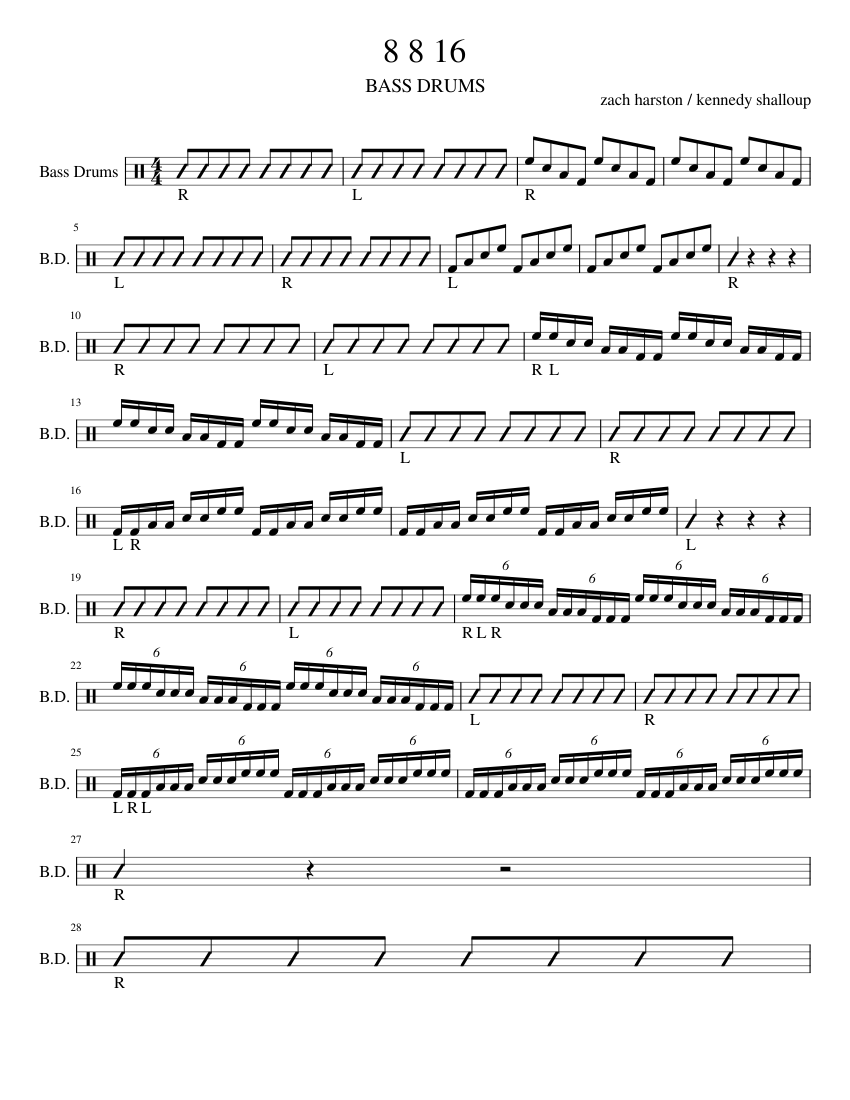 Bassdrums8816 Sheet music for Bass drum (Solo) | Musescore.com